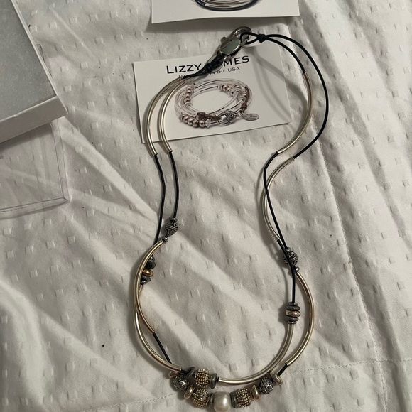 Lizzy James | Jewelry | Lizzy James 5 Strand Leather And Silver ...